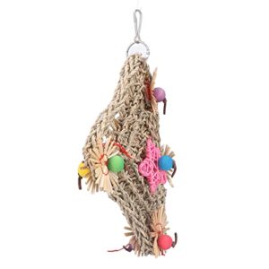 Bird Climbing Net,Straw Braid Rope Net Hammock Ladder Bird Toy Hanging Foraging Wall Toys with Hanging Hook for Parakeet Cockatiel Budgie Lovebird