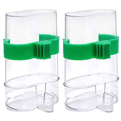 Fiayu 200ml Bird Feeder, Plastic Automatic Drinking Bowl Water Dispenser Feeding Cup Bird Feeder for Lovebirds Canaries Parrot Parakeet(2Pcs) (AMIKQ09WR6US*2)