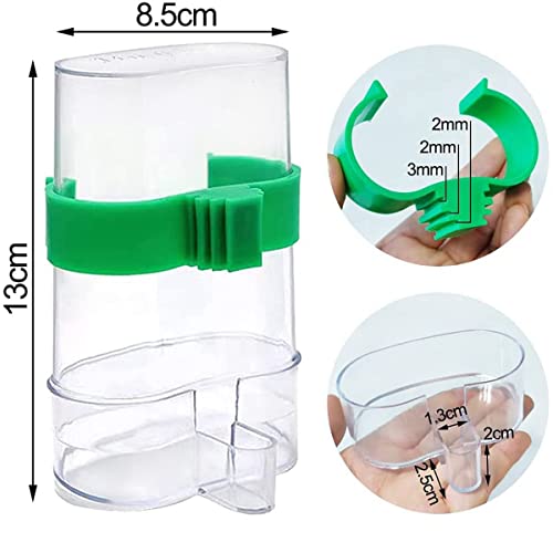 Fiayu 200ml Bird Feeder, Plastic Automatic Drinking Bowl Water Dispenser Feeding Cup Bird Feeder for Lovebirds Canaries Parrot Parakeet(2Pcs) (AMIKQ09WR6US*2)