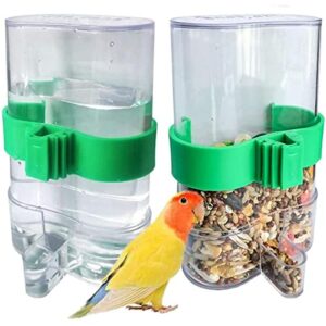 Fiayu 200ml Bird Feeder, Plastic Automatic Drinking Bowl Water Dispenser Feeding Cup Bird Feeder for Lovebirds Canaries Parrot Parakeet(2Pcs) (AMIKQ09WR6US*2)