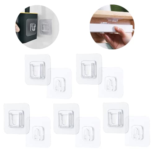 Twight Double-Sided Adhesive Wall Hooks - Self Adhesive Hooks for Hanging, Wall Mounted Hooks for Home and Office (5 Pairs)