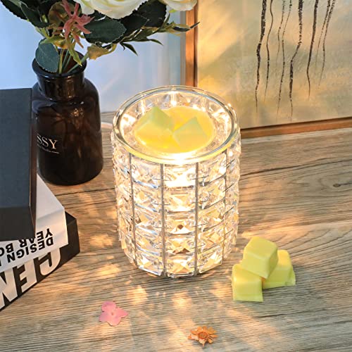 Wax Melt Warmer, Wax Warmer for Scented Wax Electric Wax Melter Candle Wax Warmer Gifts for Women, Wax Warmer for Wax Cubes Decor, Wrought Iron Crystal Wax Burner for Home