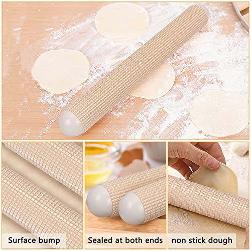 WWW Plastic Rolling Pin, Food Grade Plastic Pizza Dough Roller, Non-Stick Time-Saving Rolling Pin for Bread Cookie Pastry Dough (7.95 x 1.05 x 1.05 inches),Beige