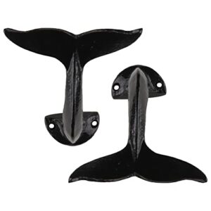 vicasky 2pcs cast iron whale tail towel hooks nautical decor wall mount coat clothes hanger decorative hanging hook for coat robe hat clothes towel storage