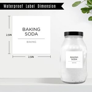 v2croft 168 Pantry Labels for Food Containers, Minimalist White Matte Stickers Black Fine Line Text,Preprinted Waterproof Label for Glass Jars, Bottles & Canisters,Pantry Organization Storage