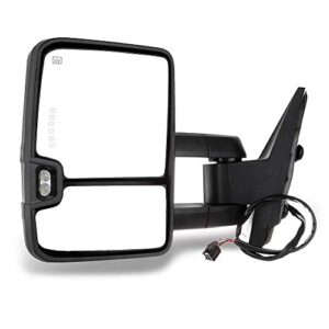 OCPTY Towing Mirrors with Power Adjusted Heated Turn Signal Light Black Housing Left and Right Tow Mirrors Compatible with 2007-13 for Chevy Avalanche 1500 Suburban 1500 2500 Tahoe for GMC Yukon