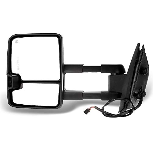 OCPTY Towing Mirrors with Power Adjusted Heated Turn Signal Light Black Housing Left and Right Tow Mirrors Compatible with 2007-13 for Chevy Avalanche 1500 Suburban 1500 2500 Tahoe for GMC Yukon