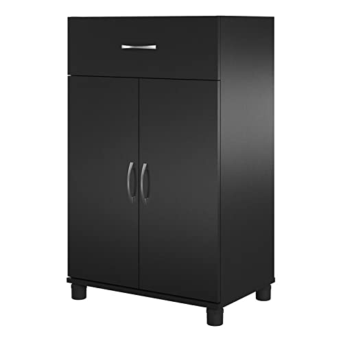 Pemberly Row Transitional 24" 1 Drawer/2 Door Base Storage Cabinet in Black