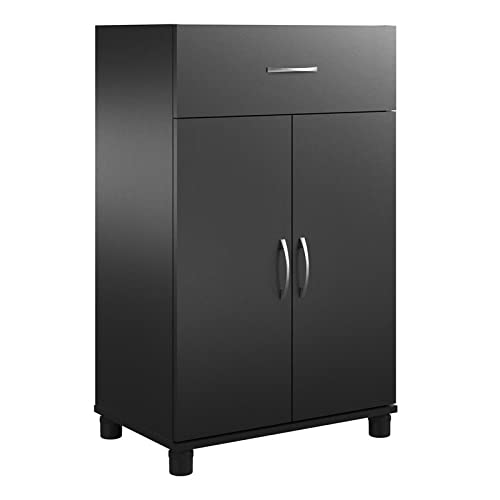 Pemberly Row Transitional 24" 1 Drawer/2 Door Base Storage Cabinet in Black