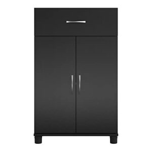 Pemberly Row Transitional 24" 1 Drawer/2 Door Base Storage Cabinet in Black