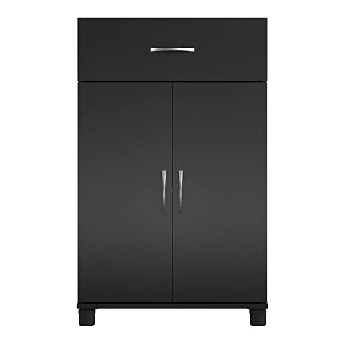 Pemberly Row Transitional 24" 1 Drawer/2 Door Base Storage Cabinet in Black