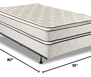 Mayton, 12-Inch Medium Plush Double Sided Pillowtop Innerspring Mattress & 4" Wood Box Spring Set with Frame, Twin XL