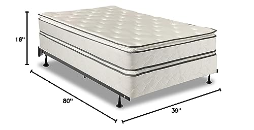 Mayton, 12-Inch Medium Plush Double Sided Pillowtop Innerspring Mattress & 4" Wood Box Spring Set with Frame, Twin XL