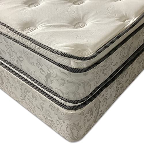 Mayton, 12-Inch Medium Plush Double Sided Pillowtop Innerspring Mattress & 4" Wood Box Spring Set with Frame, Twin XL