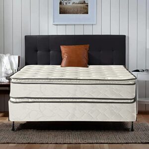 Mayton, 12-Inch Medium Plush Double Sided Pillowtop Innerspring Mattress & 4" Wood Box Spring Set with Frame, Twin XL