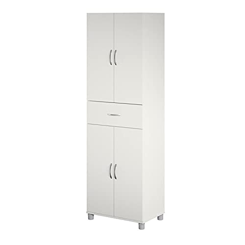 Pemberly Row Transitional Storage Cabinet with Drawer in White