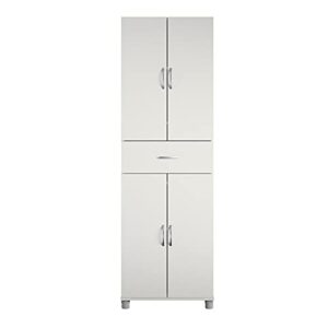 Pemberly Row Transitional Storage Cabinet with Drawer in White