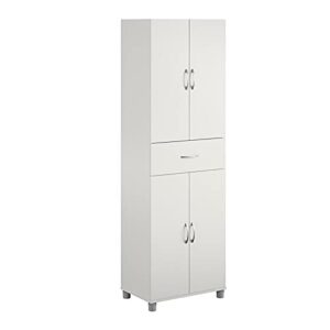 Pemberly Row Transitional Storage Cabinet with Drawer in White