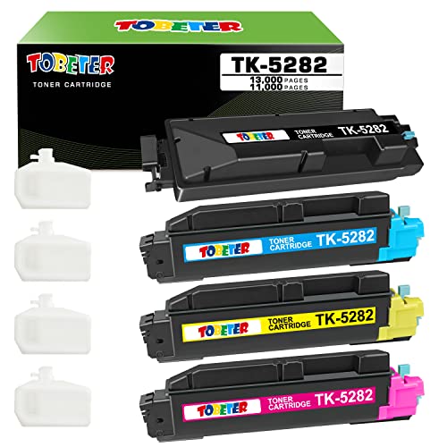 ToBeter Compatible TK-5282 Toner Replacement for Kyocera TK5282 TK-5282K TK-5282C TK-5282M TK-5282Y Toner Cartridge for ECOSYS M6235cidn M6635cidn P6235cdn Printer (4 Pack, BK/C/Y/M, High Yield)