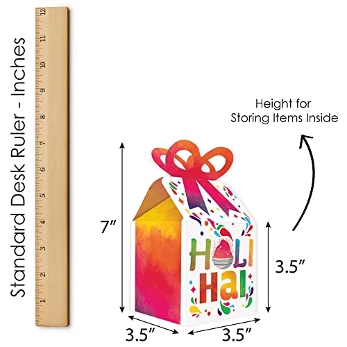 Big Dot of Happiness Holi Hai - Square Favor Gift Boxes - Festival of Colors Party Bow Boxes - Set of 12