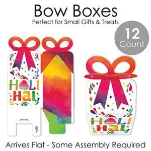 Big Dot of Happiness Holi Hai - Square Favor Gift Boxes - Festival of Colors Party Bow Boxes - Set of 12