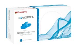 cranberry usa cr3276 revosoft nitrile powder free exam gloves, disposable, 2.8 mil, blue, small (pack of 300)