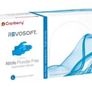 Cranberry USA CR3276 RevoSoft Nitrile Powder Free Exam Gloves, Disposable, 2.8 mil, Blue, Small (Pack of 300)