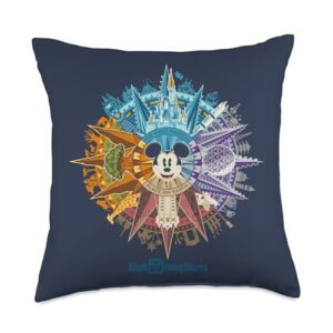 disney walt world 50th anniversary mickey mouse throw pillow, 18x18, multicolor