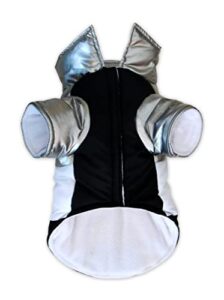 i-pets dog cold weather outfit coat winter jacket with velcro (x-small) (silver-white-black colorblock)