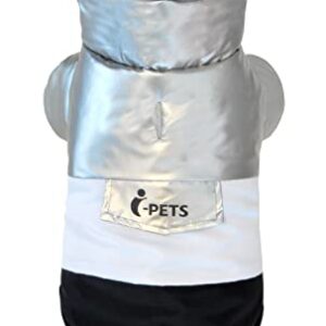 i-Pets Dog Cold Weather Outfit Coat Winter Jacket with Velcro (X-Small) (Silver-White-Black Colorblock)