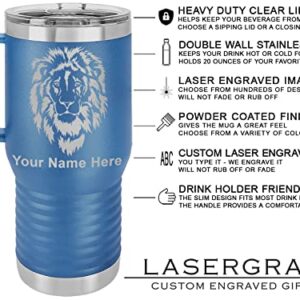 LaserGram 20oz Vacuum Insulated Travel Mug with Handle, Freemason Symbol, Personalized Engraving Included (Dark Blue)