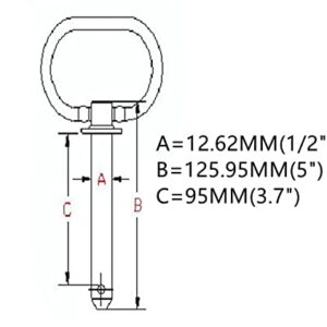 1/2" X 3.7" Red Handle Detent Pin,Quick Release Hitch Pin, Simple Insertion and Remove ,Trailer,Automatic Equipment Part