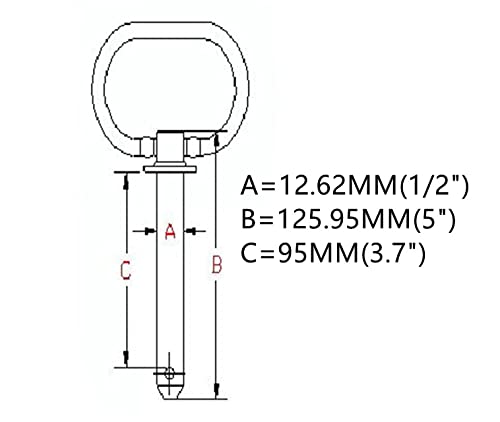 1/2" X 3.7" Red Handle Detent Pin,Quick Release Hitch Pin, Simple Insertion and Remove ,Trailer,Automatic Equipment Part