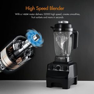 Blender Smoothie Maker Smoothie Blender 1450W, Jug Blender with 8 Sharp Ice Crusher Blades, Professional Food Processor and Blenders for Kitchen with 2L BPA-Free Tritan Container