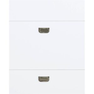 BOWERY HILL Contemporary Shoe Cabinet in White High Gloss Finish