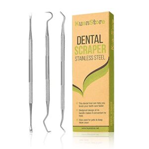 dental tools, 3 pack teeth cleaning tools stainless steel dental scraper, pick hygiene set for dentist, personal using, family oral care, pets, cat, dog - tooth tartar plaque scraper remover