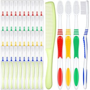 200 pcs disposable toothbrushes and comb kit, soft bulk toothbrushes individually wrapped manual toothbrushes travel hair combs for adults or kids homeless hotel shelter nursing home charity church