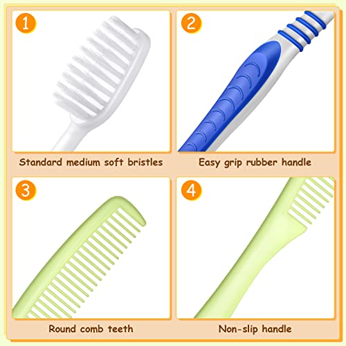 200 Pcs Disposable Toothbrushes and Comb Kit, Soft Bulk Toothbrushes Individually Wrapped Manual Toothbrushes Travel Hair Combs for Adults or Kids Homeless Hotel Shelter Nursing Home Charity Church