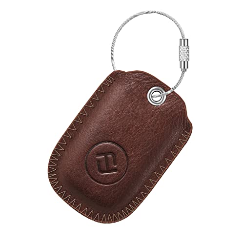 Fintie Genuine Leather Case for Tile Pro 2022 Key Finder Phone Finder, Anti-Scratch Skin Cover with Keychain - Brown