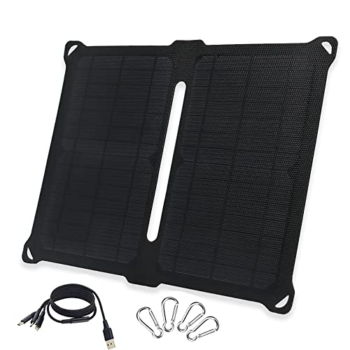 XINPUGUANG Solar Charger Foldable 14W Solar Panel Protable Charger with 2 USB Output Ports ETFE Foldable Camping Travel for Tablet Ipad Cell Phone and More 5V Device (14W)