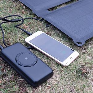 XINPUGUANG Solar Charger Foldable 14W Solar Panel Protable Charger with 2 USB Output Ports ETFE Foldable Camping Travel for Tablet Ipad Cell Phone and More 5V Device (14W)