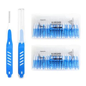 oumjcing interdental brushes, dental brush cleaner toothpick flossing head tooth cleaning tool with portable case for tooth cleaning(blue) (micro tight teeth)