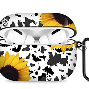 Cow Sunflower Airpods Case Compatiable with Airpods pro - Airpods pro Cover with Key Chain, Full Protective Durable Shockproof Personalize Wireless Headphone Case