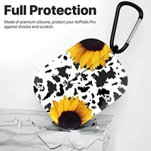 Cow Sunflower Airpods Case Compatiable with Airpods pro - Airpods pro Cover with Key Chain, Full Protective Durable Shockproof Personalize Wireless Headphone Case