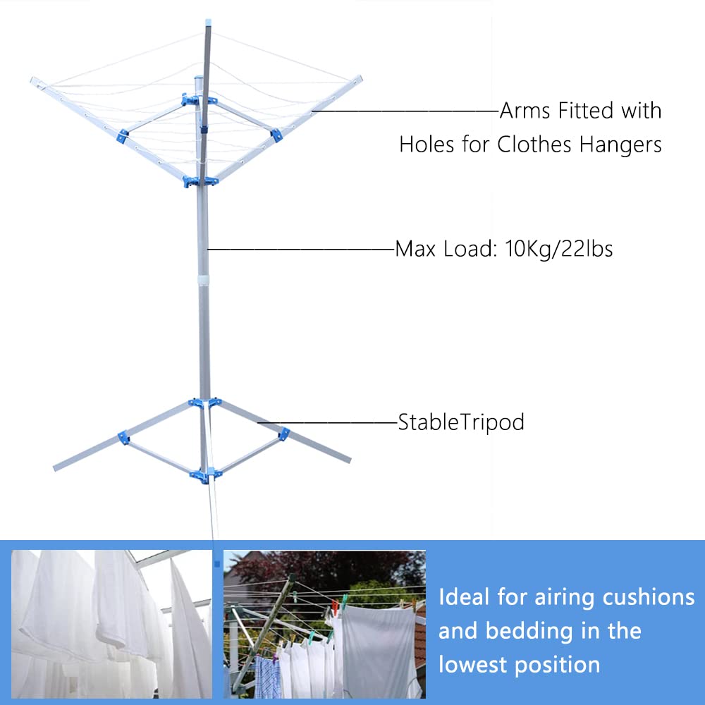 ZHFEISY Clothes Line Height Adjustable Clothes Drying Rack Umbrella Dryer with Drying Line Sweater Drying Rack Outdoor Clothes Hanger for Outdoor and Indoor