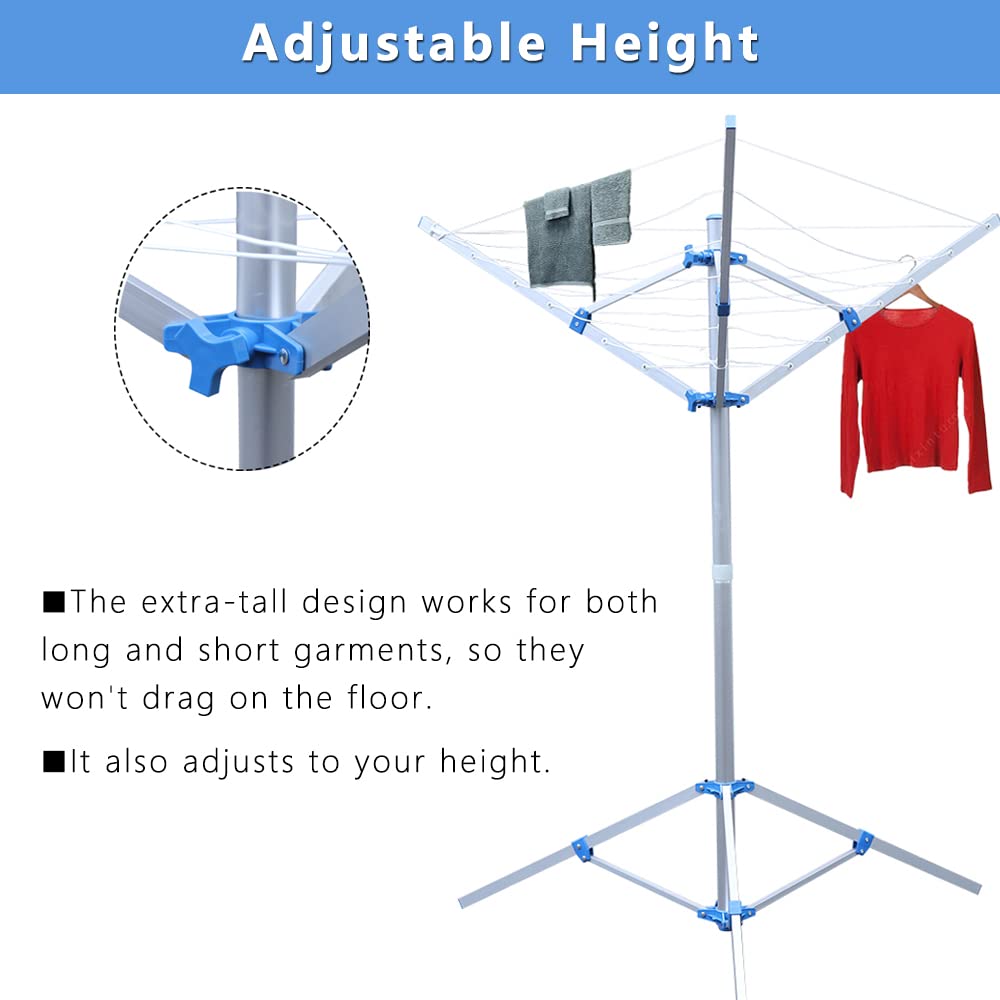 ZHFEISY Clothes Line Height Adjustable Clothes Drying Rack Umbrella Dryer with Drying Line Sweater Drying Rack Outdoor Clothes Hanger for Outdoor and Indoor