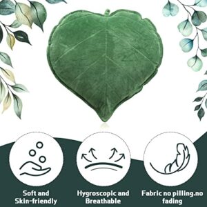 2 Pieces Leaf Shaped Throw Pillow Cushion 20 x 20 Inch 3D Leaf Shaped Throw Pillow Leaves Plant Pillow Home Decoration for Car Bedroom Sofa Couch Living Room (Dark Green)