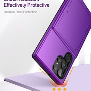 WeLoveCase Samsung Galaxy S22 Ultra Case Wallet Case with Credit Card Holder & Hidden Mirror, All-Round Protection Shockproof Phone Cover Designed for Samsung Galaxy S22 Ultra, 6.8 Inch Purple