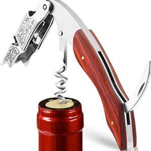 HOOMIL Professional Waiter Corkscrew Wine Opener, 3-in-1 Manual Wine Key with Foil Cutter & Dual Hinge Fulcrum (Rosewood)