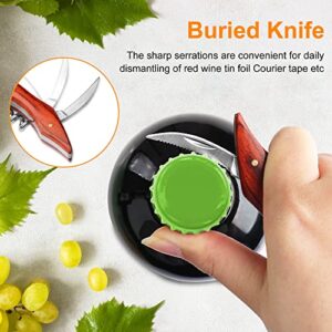 HOOMIL Professional Waiter Corkscrew Wine Opener, 3-in-1 Manual Wine Key with Foil Cutter & Dual Hinge Fulcrum (Rosewood)